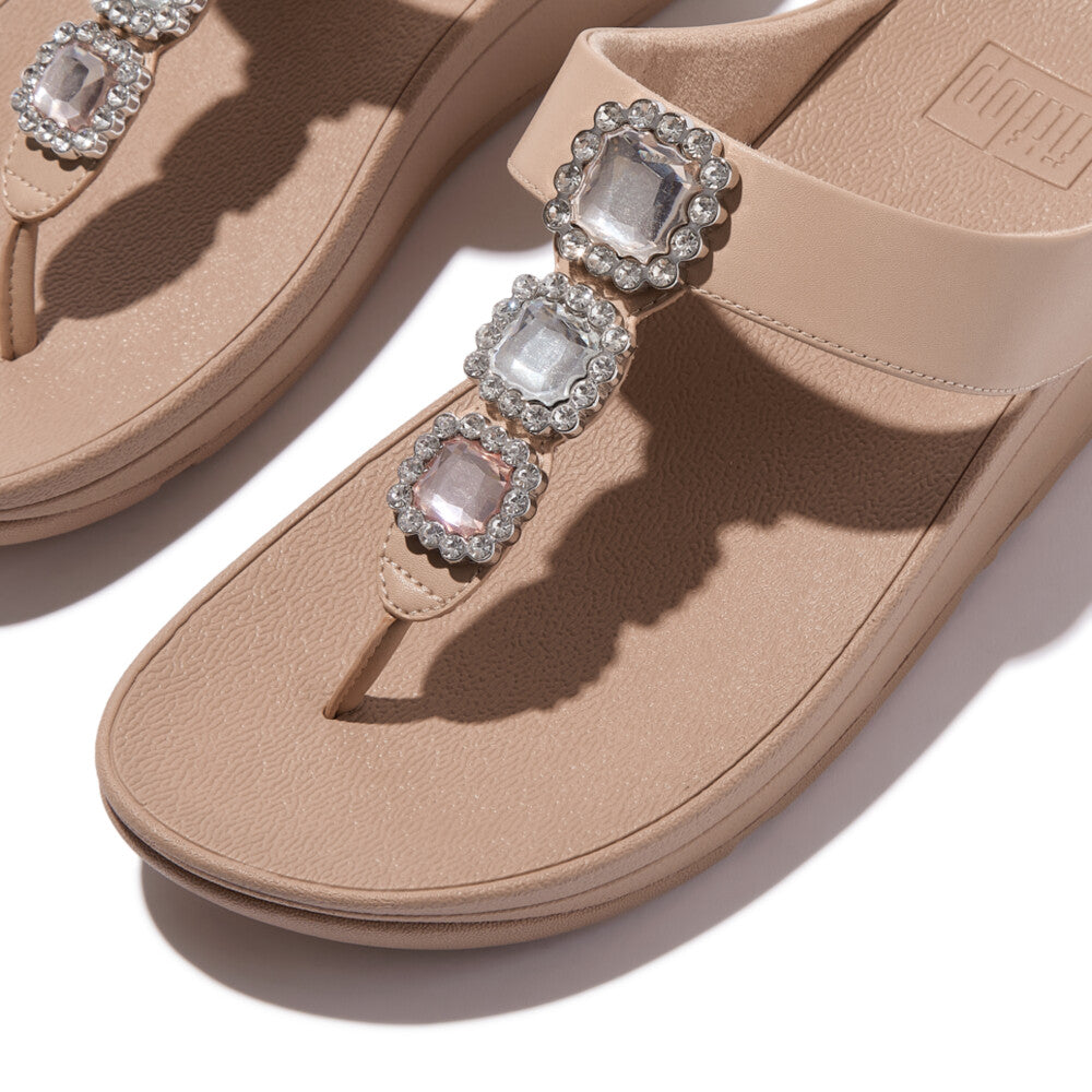 FitFlop FINO Crystal-Jewel Toe-Post Sandals - Classic Beige (E1K-B41) | FitFlop Singapore