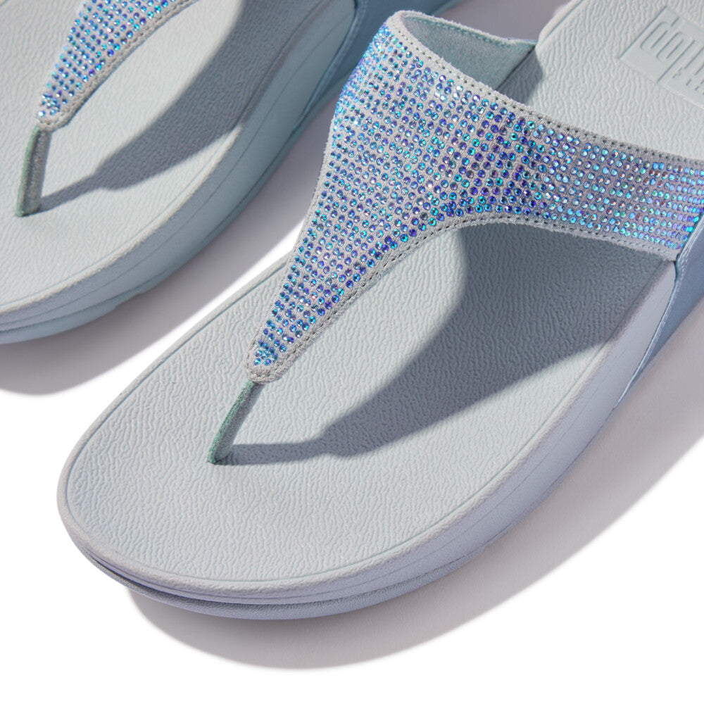 FitFlop LULU Crystal Embellished Toe-Post Sandals - Quiet Blue (EC5-C34) | FitFlop Singapore