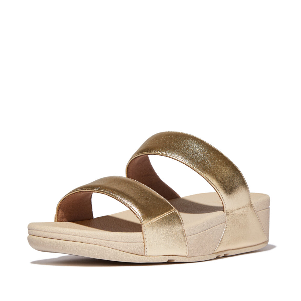 FitFlop LULU Leather Slides - Platino (ED4-675) | FitFlop Singapore