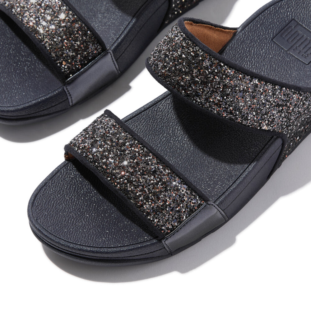 FitFlop LULU Multi-Tonal Glitter Slides - Midnight Navy Mix (JE5-442) | FitFlop Singapore