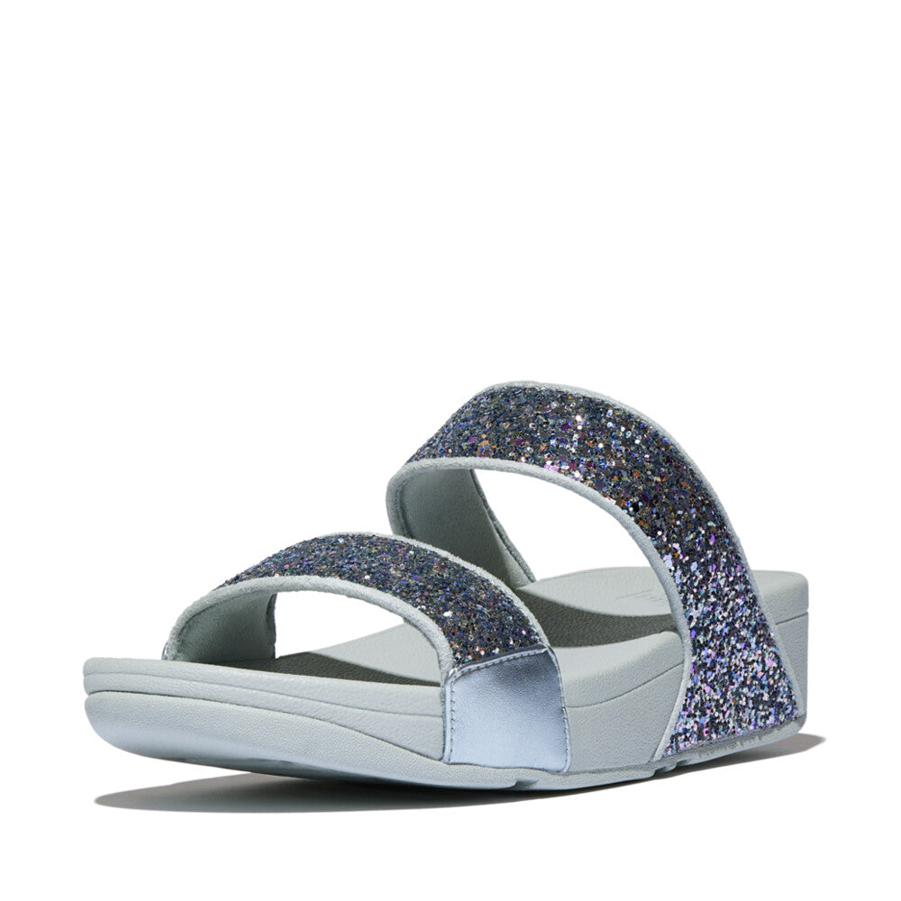 FitFlop LULU Multi-Tonal Glitter Slides - Quiet Blue (JE5-C34) | FitFlop Singapore