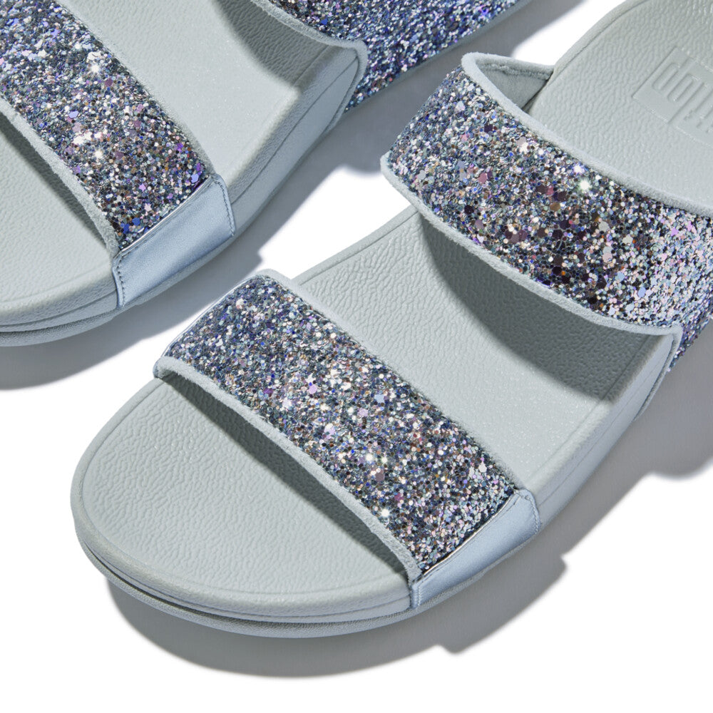FitFlop LULU Multi-Tonal Glitter Slides - Quiet Blue (JE5-C34) | FitFlop Singapore
