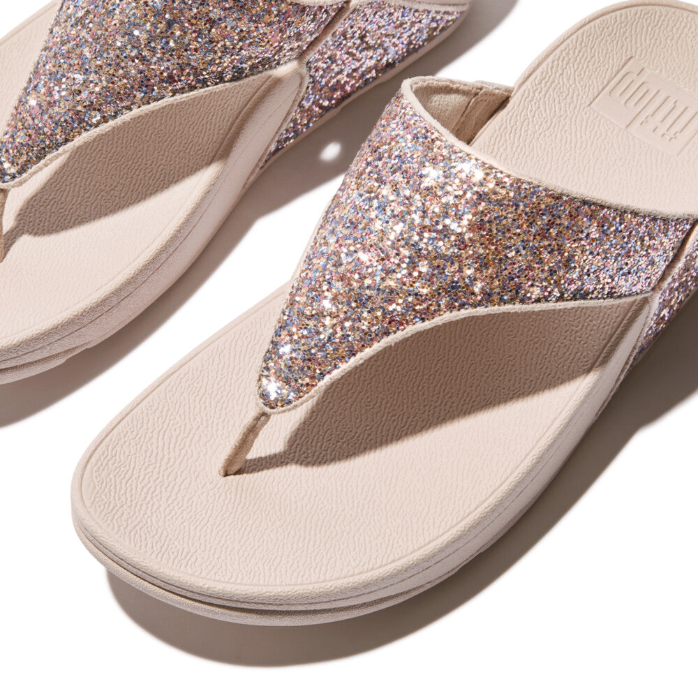 FitFlop LULU Mult-Tonal Glitter Toe-Post Sandals - Nude Rose Mix (JE6-C33) | FitFlop Singapore
