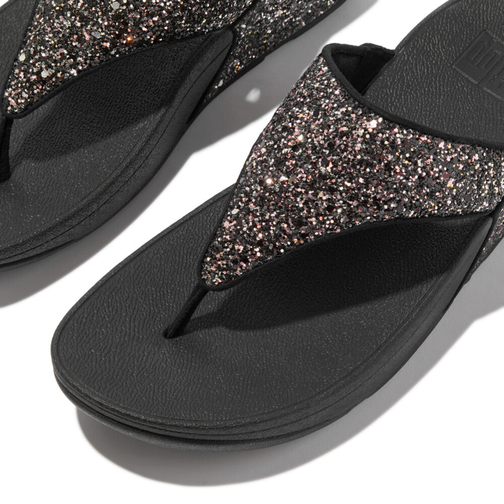 FitFlop LULU Mult-Tonal Glitter Toe-Post Sandals - Black Multi (JE6-C55) | FitFlop Singapore