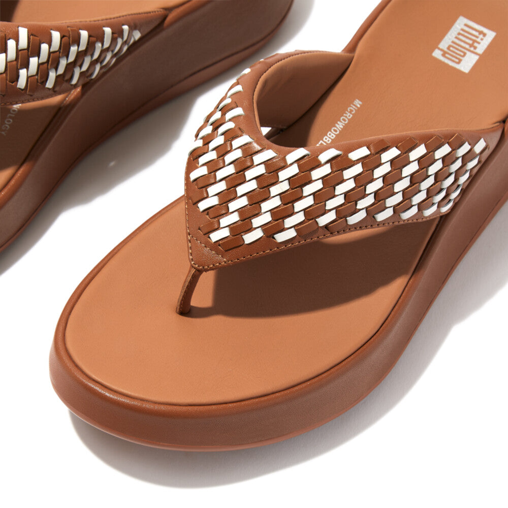 F-MODE Woven-Leather Flatform Toe-Post Sandals - Light Tan (HN4-592) | FitFlop Singapore