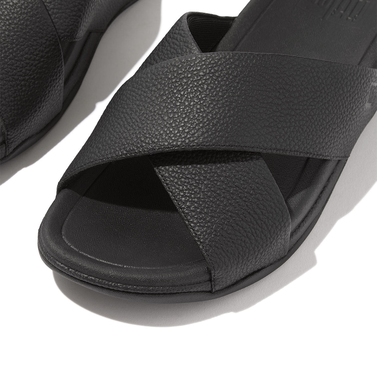 SURFER Mens Tumbled-Leather Cross Slides - Black (HA6-001) | FitFlop ...