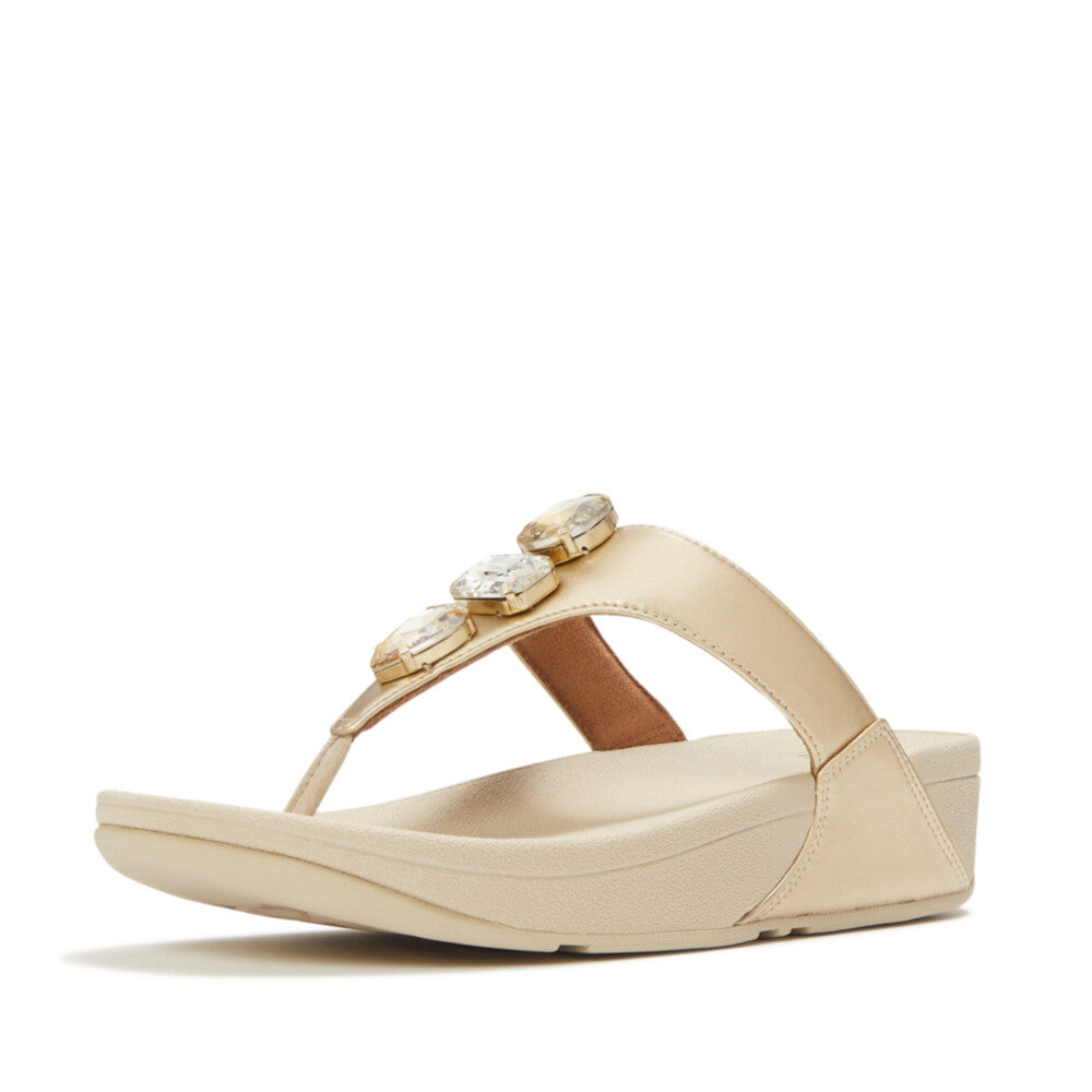 FitFlop LULU Ultra-Jewel Metallic Toe-Post Sandals - Platino (A5D-675 ...