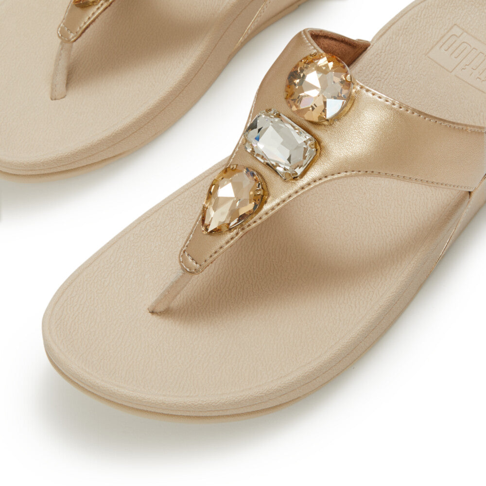 FitFlop LULU Ultra-Jewel Metallic Toe-Post Sandals - Platino (A5D-675 ...