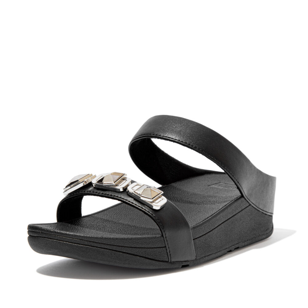 FitFlop FINO Crystal Lock Slides - All Black (DA7-090)| FitFlop Singapore