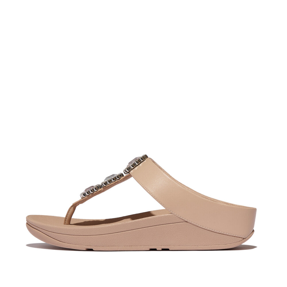 FitFlop FINO Crystal-Jewel Toe-Post Sandals - Classic Beige (E1K-B41) | FitFlop Singapore