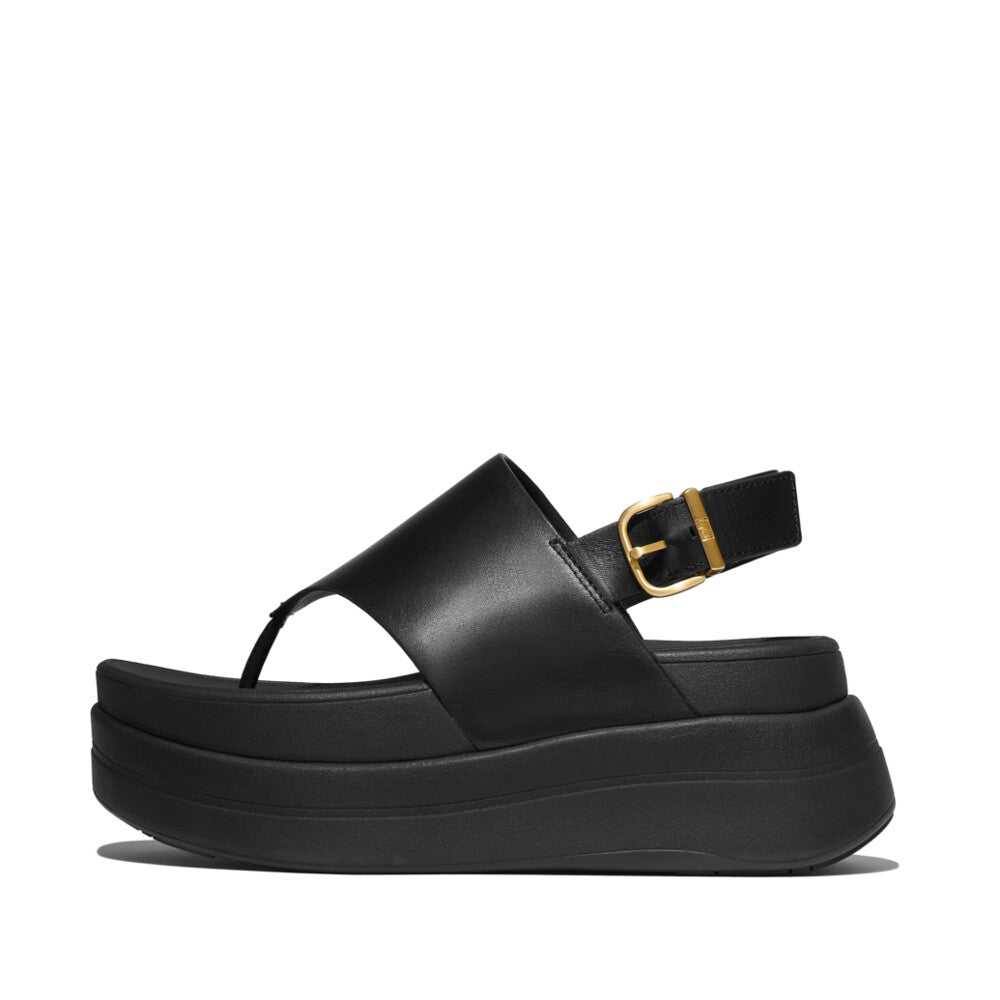 FitFlop F-MODE Stack Leather Back-Strap Toe-Post Sandals - Black (E2G ...