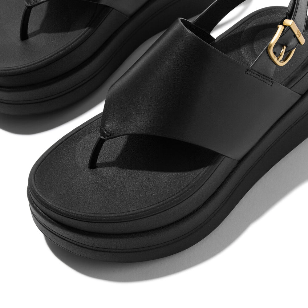 FitFlop F-MODE Stack Leather Back-Strap Toe-Post Sandals - Black (E2G ...