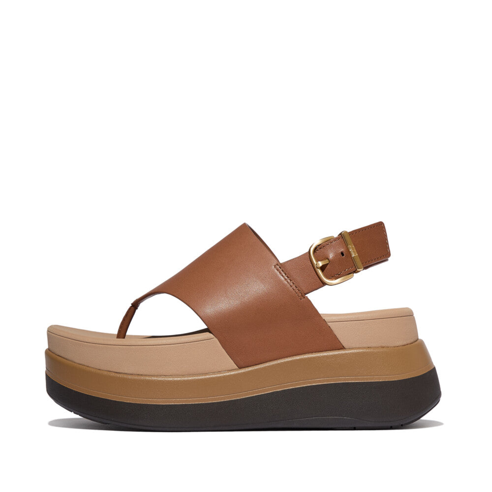 FitFlop F-MODE Stack Leather Back-Strap Toe-Post Sandals - Deep Tan ...