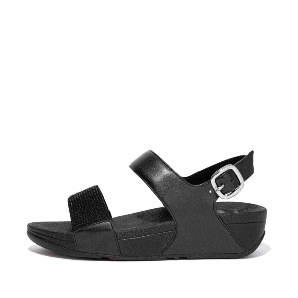 FitFlop LULU Crystal Embellished Back-Strap Sandals - All Black (EC3-090) | FitFlop Singapore