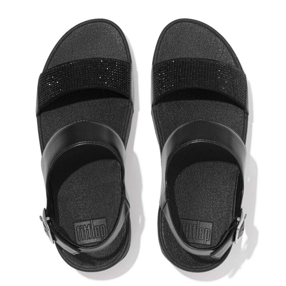 FitFlop LULU Crystal Embellished Back-Strap Sandals - All Black (EC3-090) | FitFlop Singapore