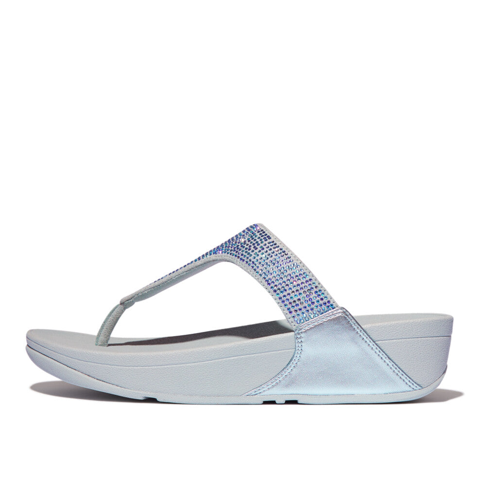 FitFlop LULU Crystal Embellished Toe-Post Sandals - Quiet Blue (EC5-C34) | FitFlop Singapore