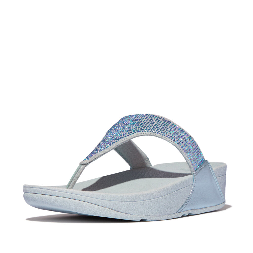 FitFlop LULU Crystal Embellished Toe-Post Sandals - Quiet Blue (EC5-C34) | FitFlop Singapore