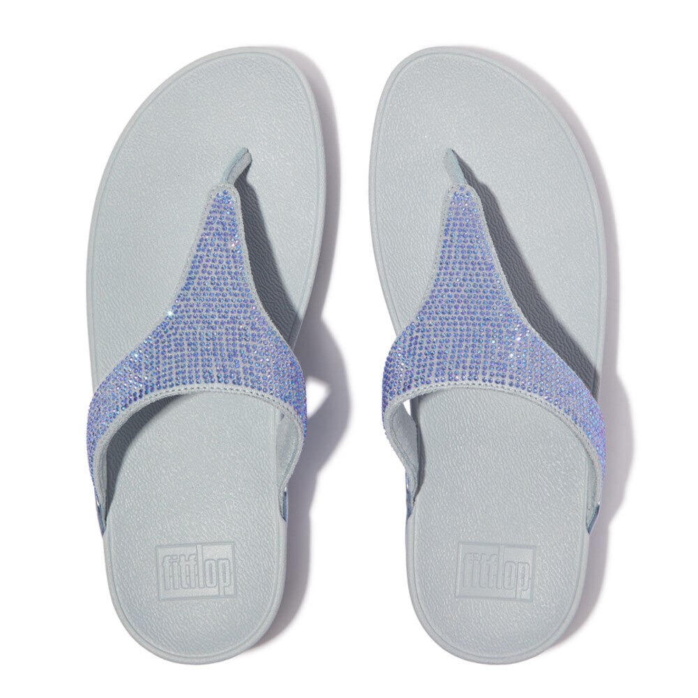 FitFlop LULU Crystal Embellished Toe-Post Sandals - Quiet Blue (EC5-C34) | FitFlop Singapore