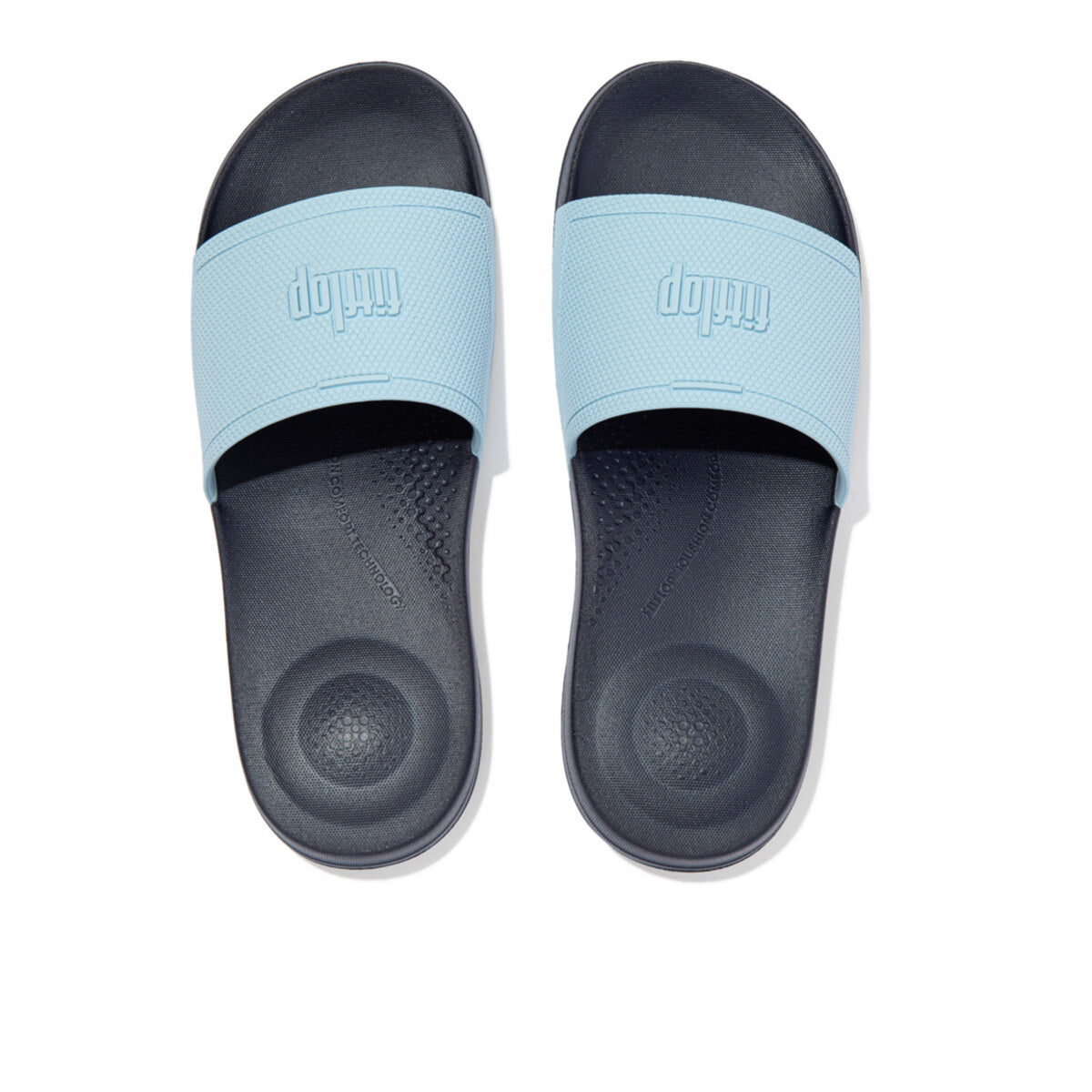 iQUSHION Pool Sliders - Sky Blue/Midnight Navy (EQ4-A16) | FitFlop ...