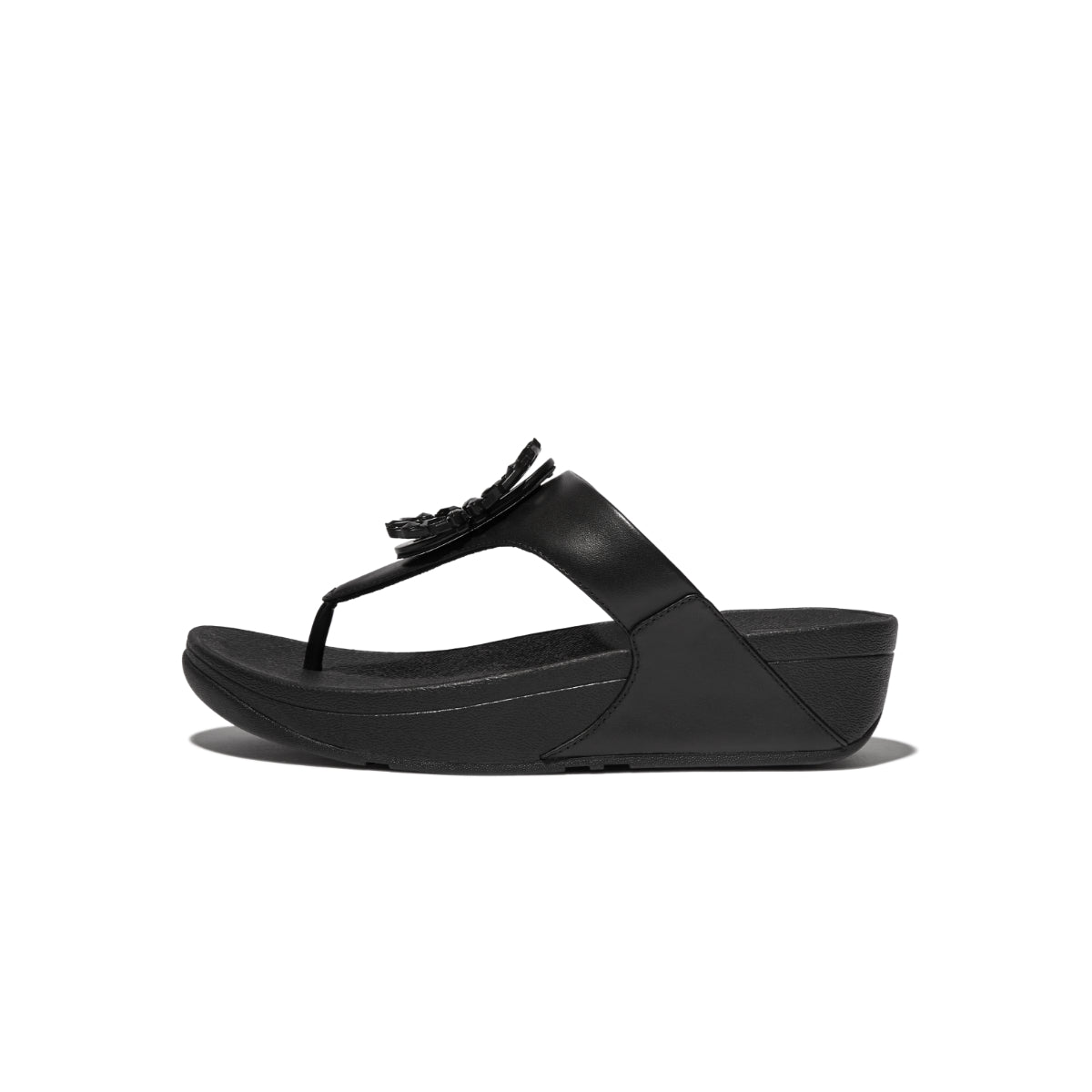 LULU Crystal-Circlet Leather Toe-Post Sandals - Black (FS7-090) | FitFlop Singapore