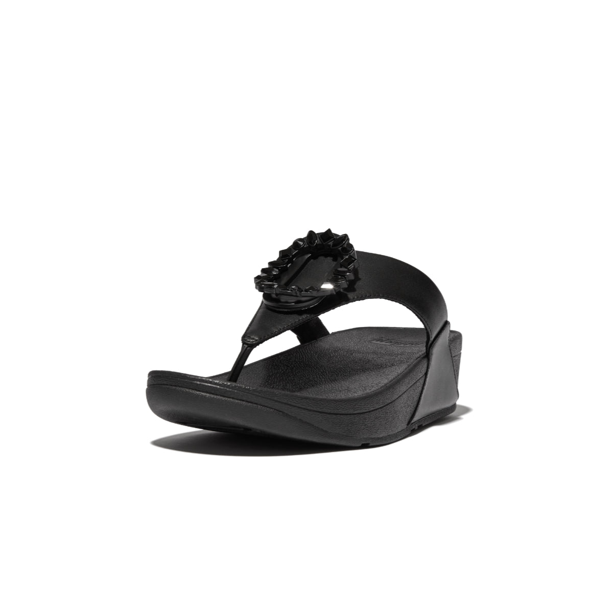 LULU Crystal-Circlet Leather Toe-Post Sandals - Black (FS7-090) | FitFlop Singapore