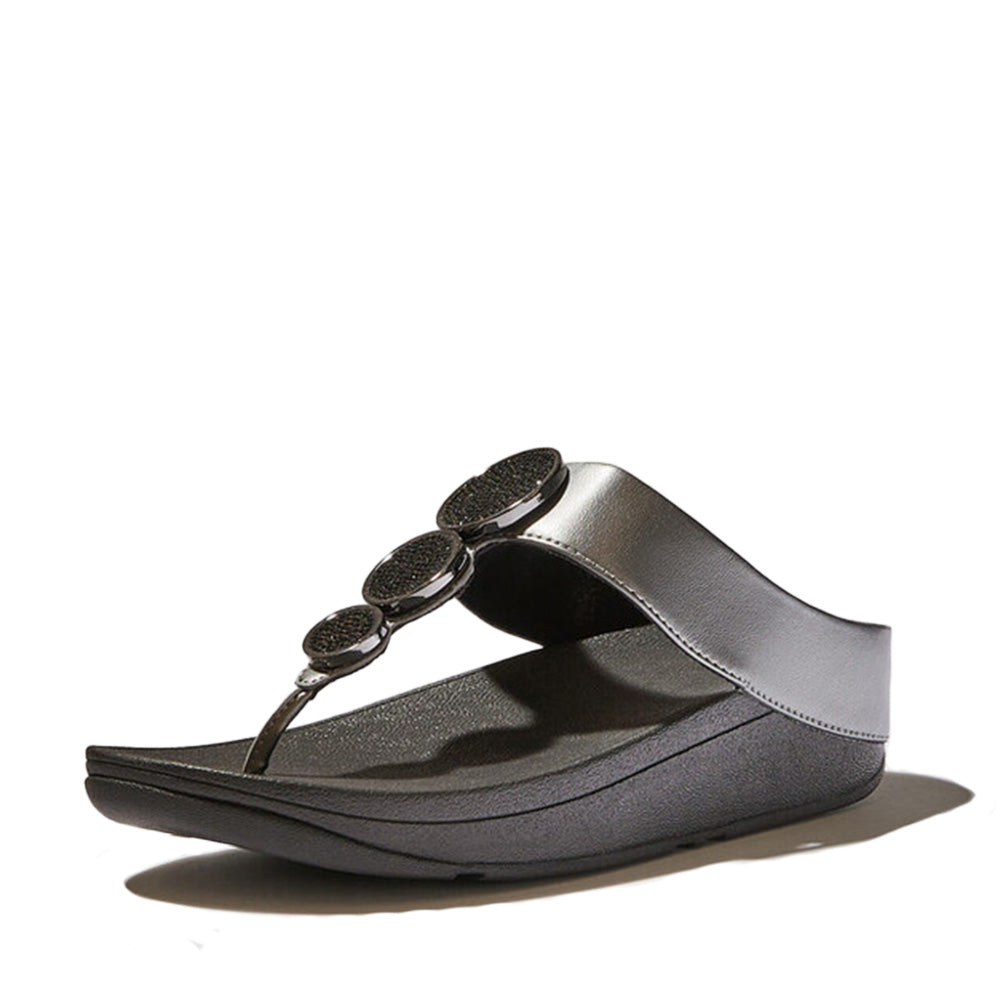 FitFlop HALO Bead-Circle Metallic Toe-Post Sandals - Pewter Black (HJ1 ...