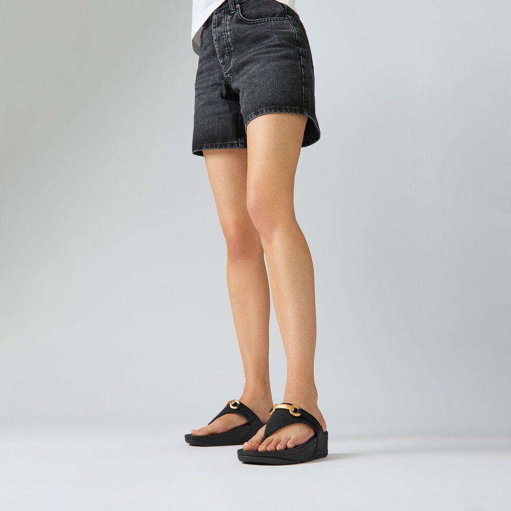 FitFlop x Song Hye Kyo LULU Chunky-Snaffle Leather Toe-Post Sandals - Black (HY7-001) | FitFlop ...