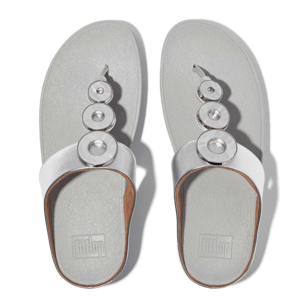 FINO Resin-Hoop Leather Toe-Post Sandals - Silver (IB8-011) | FitFlop ...