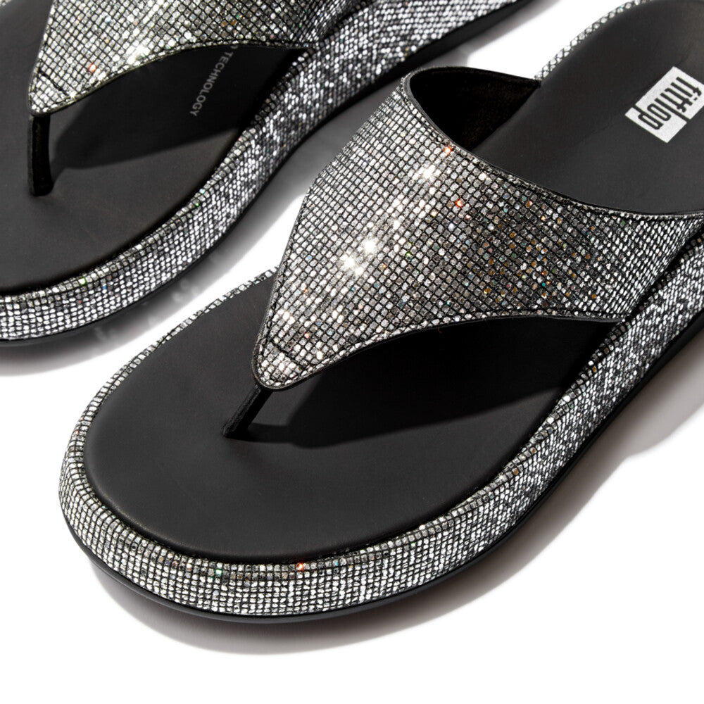 FitFlop F-MODE Glitterball Flatform Toe-Post Sandals - Silver (IE4-011 ...