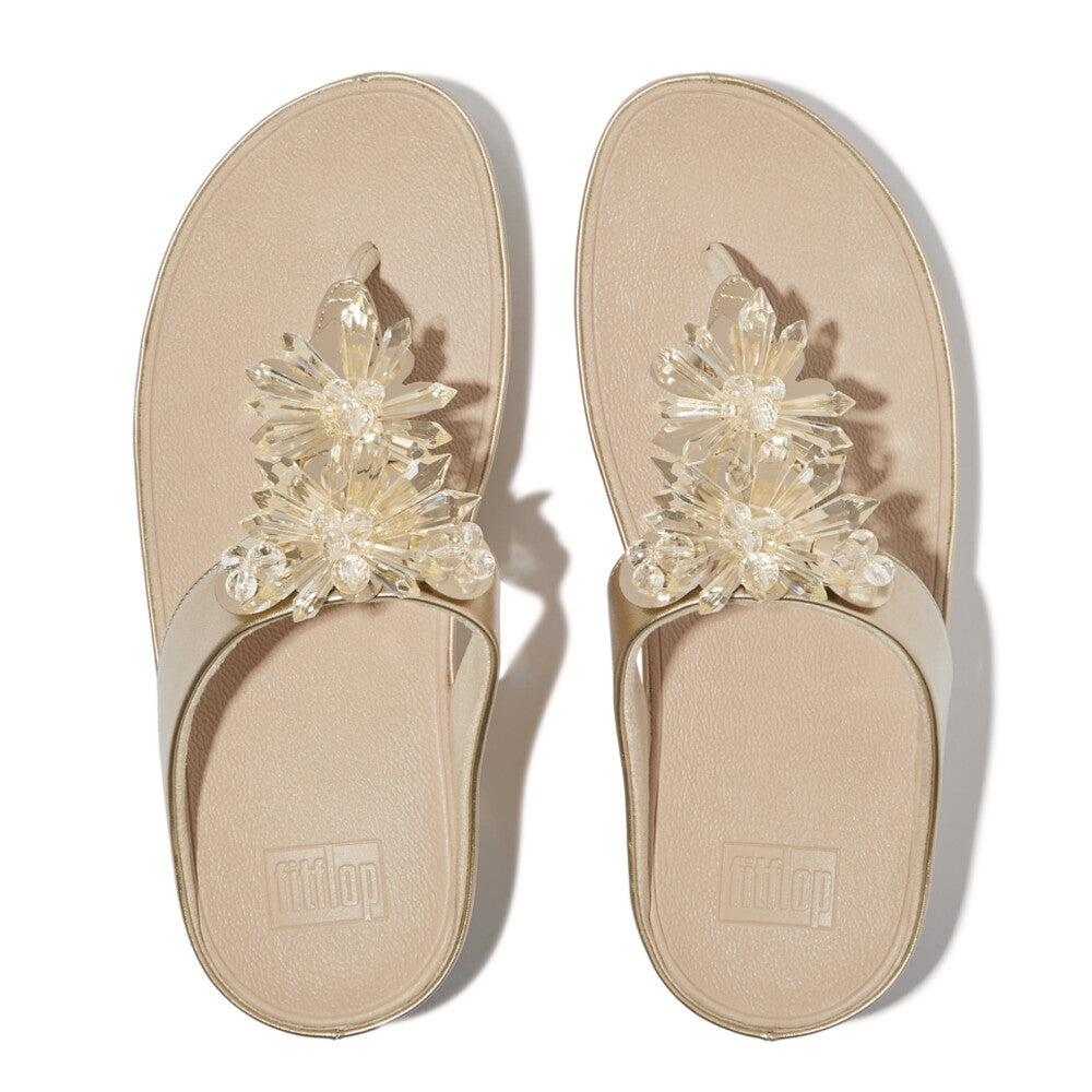 RUMBA Starburst-Bead Metallic Toe-Post Sandals - Platino (IG9-675 ...