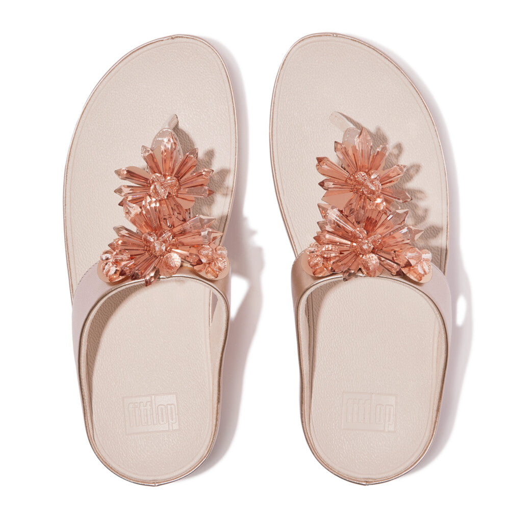 RUMBA Starburst-Bead Metallic Toe-Post Sandals - Nude Rose (IG9-C53 ...
