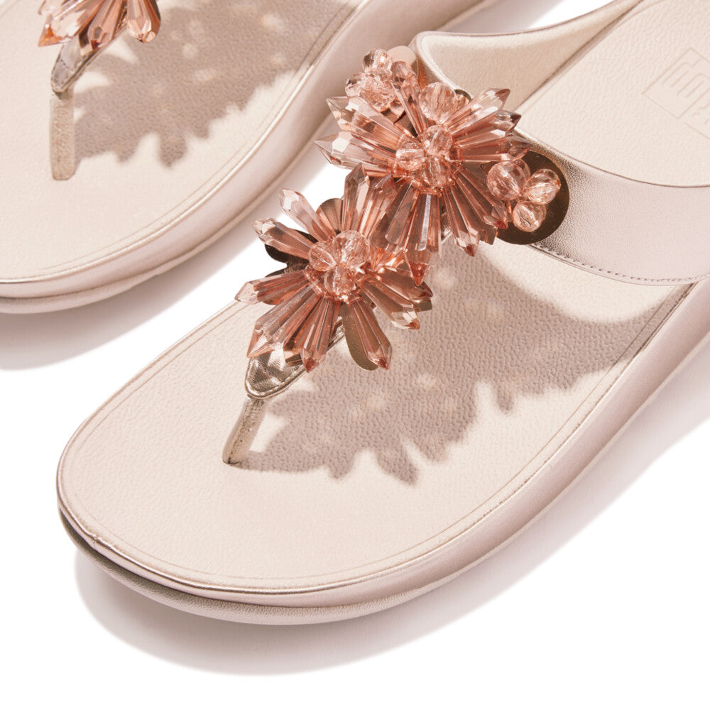 RUMBA Starburst-Bead Metallic Toe-Post Sandals - Nude Rose (IG9-C53 ...