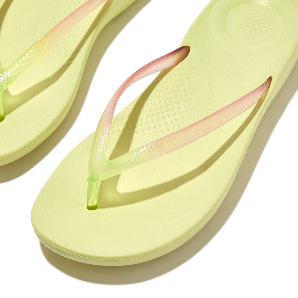 FitFlop IQUSHION Ombre Transparent Ergonomic Flip-Flops - Lime (IJ6-B73 ...