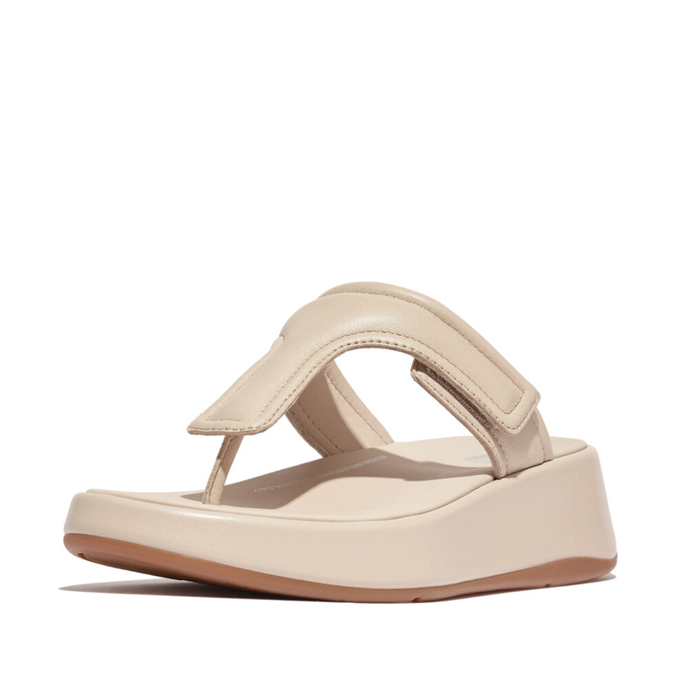 FitFlop F-MODE Adjustable Padded-Leather Flatform Toe-Thongs - Stone ...