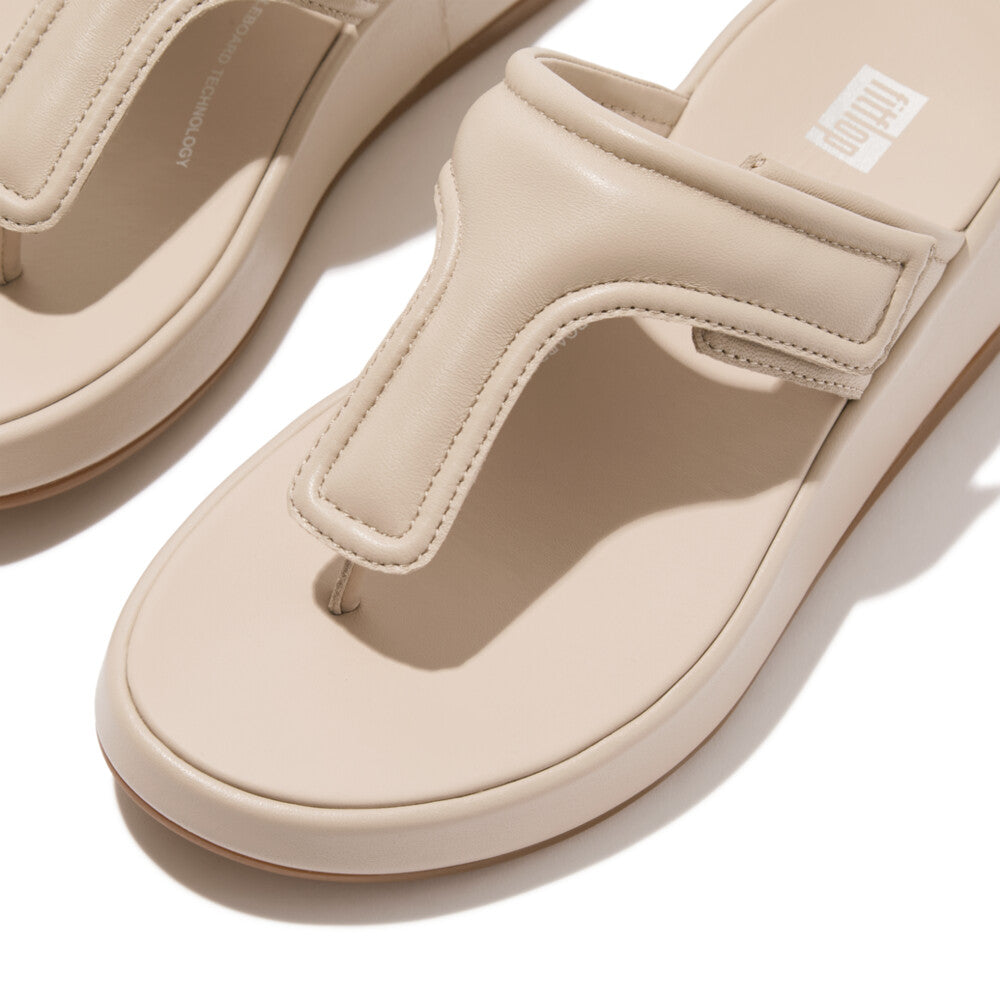 FitFlop F-MODE Adjustable Padded-Leather Flatform Toe-Thongs - Stone ...