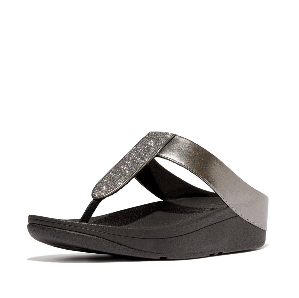 FitFlop FINO Glitterdust Metallic Toe-Post Sandals - Pewter(IK5-054 ...