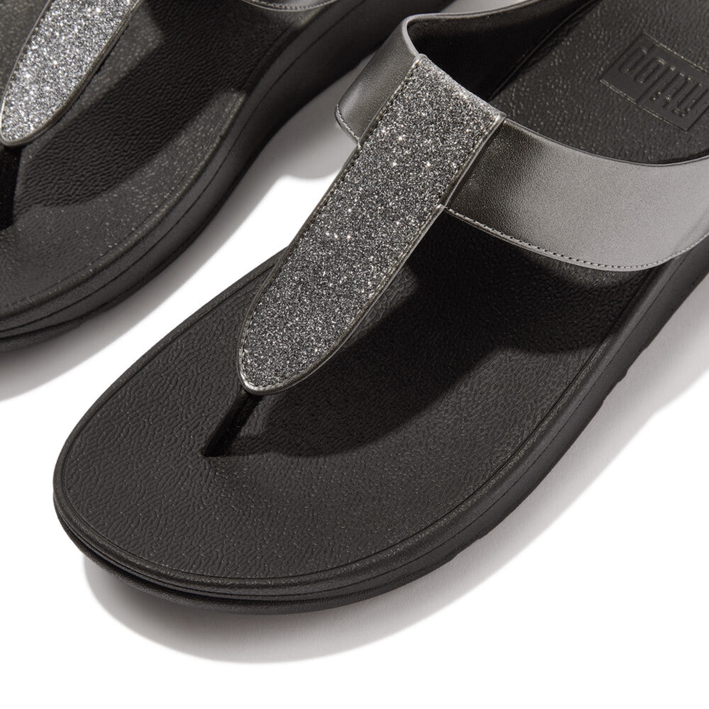 FitFlop FINO Glitterdust Metallic Toe-Post Sandals - Pewter(IK5-054 ...