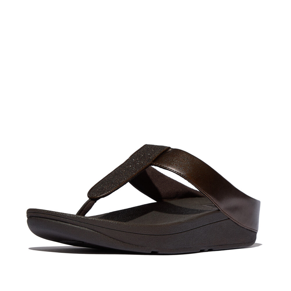 FitFlop FINO Glitterdust Metallic Toe-Post Sandals - Metallic Chocolate ...