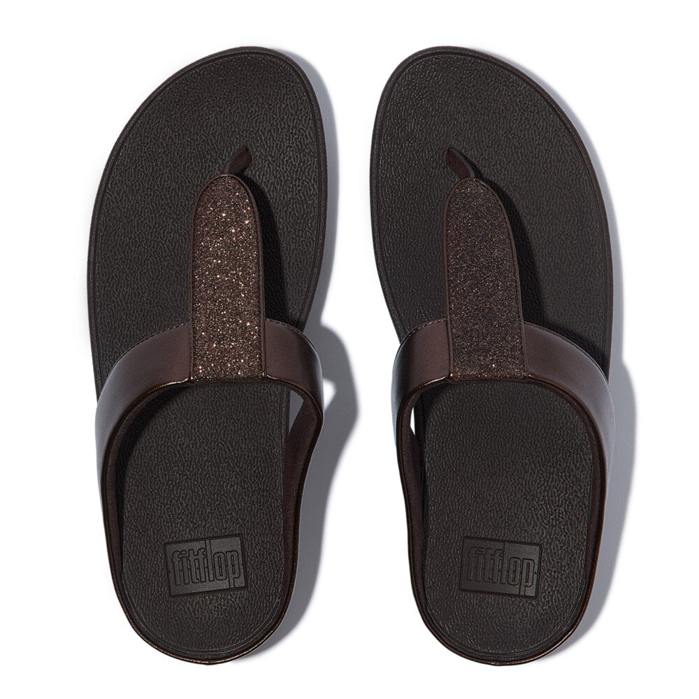 FitFlop FINO Glitterdust Metallic Toe-Post Sandals - Metallic Chocolate ...