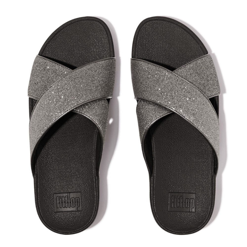 FitFlop LULU Glitterdust Cross Slides - Pewter(IK6-054) – FitFlop Singapore