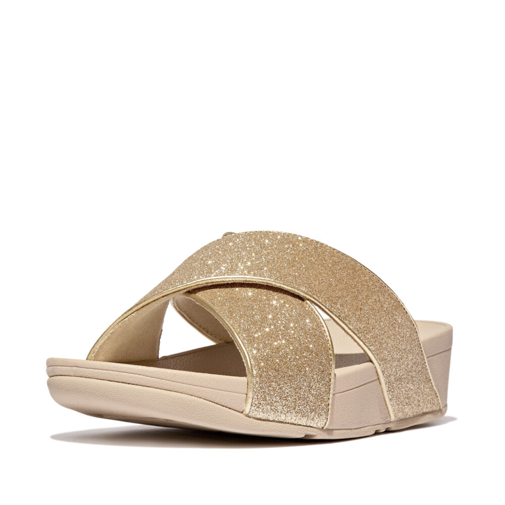 FitFlop LULU Glitterdust Cross Slides - Platino(IK6-675) – FitFlop ...