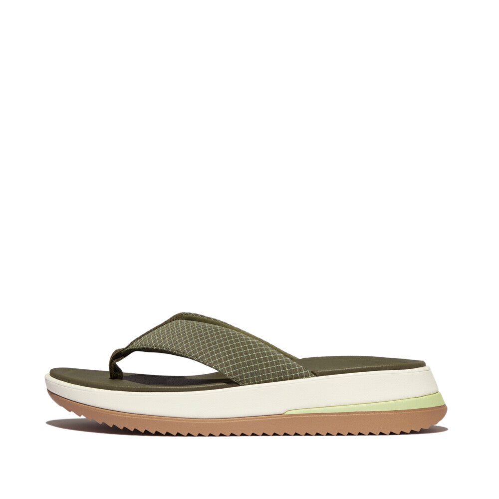 FitFlop SURFF Water-Resistant Ripstop Toe-Post Sandals - Deep Olive/Lime (IM1-B74) | FitFlop ...