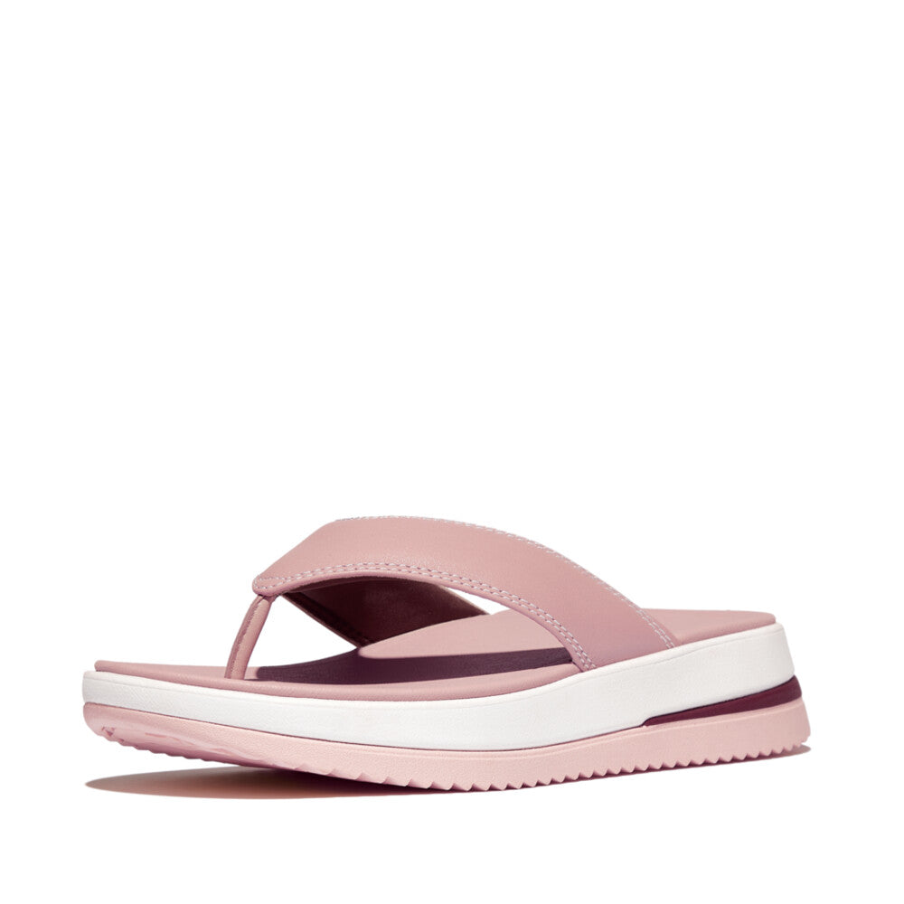 FitFlop SURFF Contrast-Stitch Leather Toe-Post Sandals - Clay Pink/Soft ...