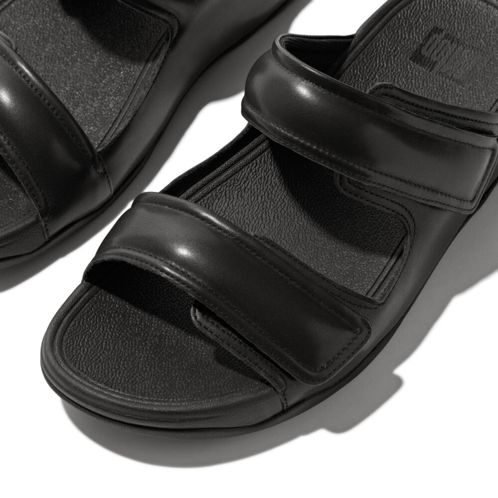 FitFlop GOGH MOC Men's Adjustable Padded-Leather Slides - Black (IN7 ...