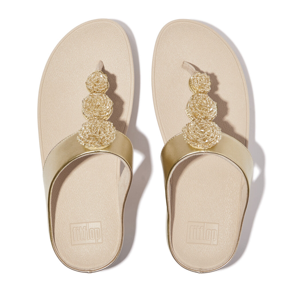 FINO Beadie-Button Metallic Toe-Post Sandals - Platino (IU1-675 ...