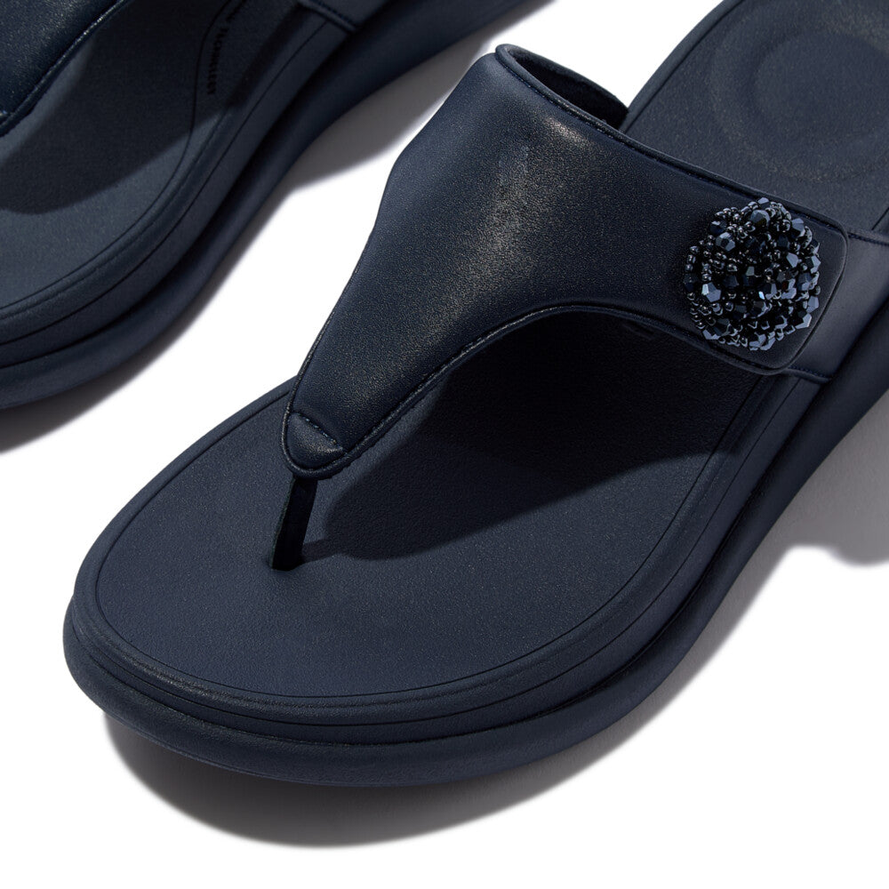 FitFlop F-MODE GO Beadie-Button Adjustable Toe-Post Sandals - Midnight ...