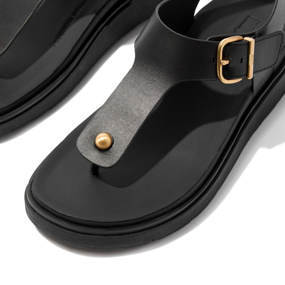 FitFlop GEN-FF Leather Back-Strap Toe-Post Sandals - All Black (IY9-090 ...