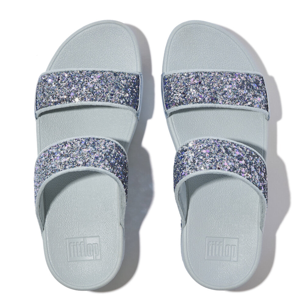 FitFlop LULU Multi-Tonal Glitter Slides - Quiet Blue (JE5-C34) | FitFlop Singapore