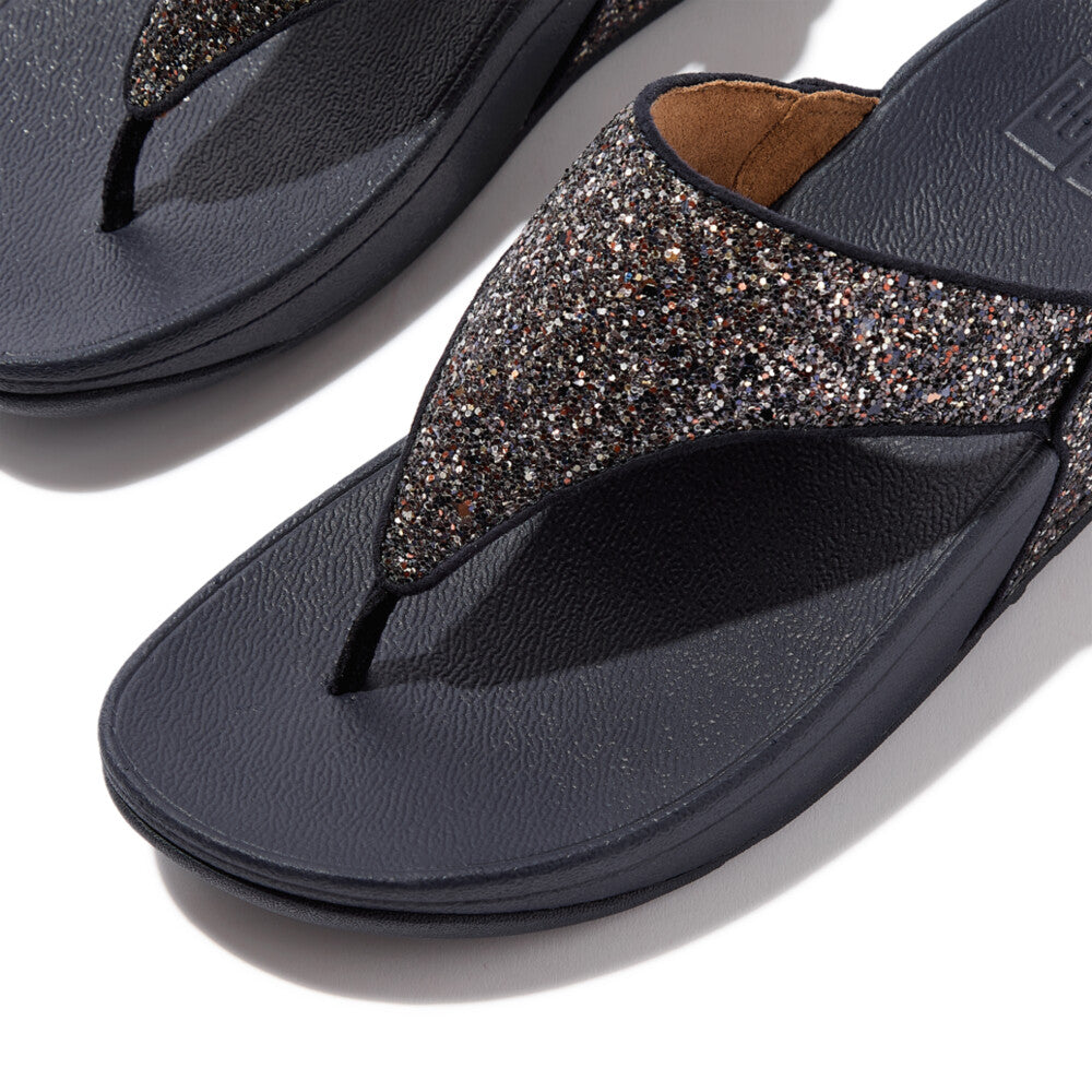 FitFlop LULU Multi-Tonal Glitter Toe-Post Sandals - Midnight Navy Mix ...