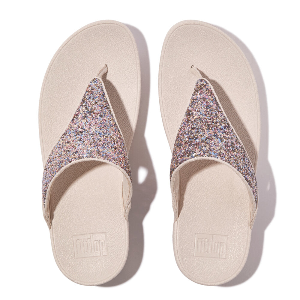 FitFlop LULU Mult-Tonal Glitter Toe-Post Sandals - Nude Rose Mix (JE6-C33) | FitFlop Singapore
